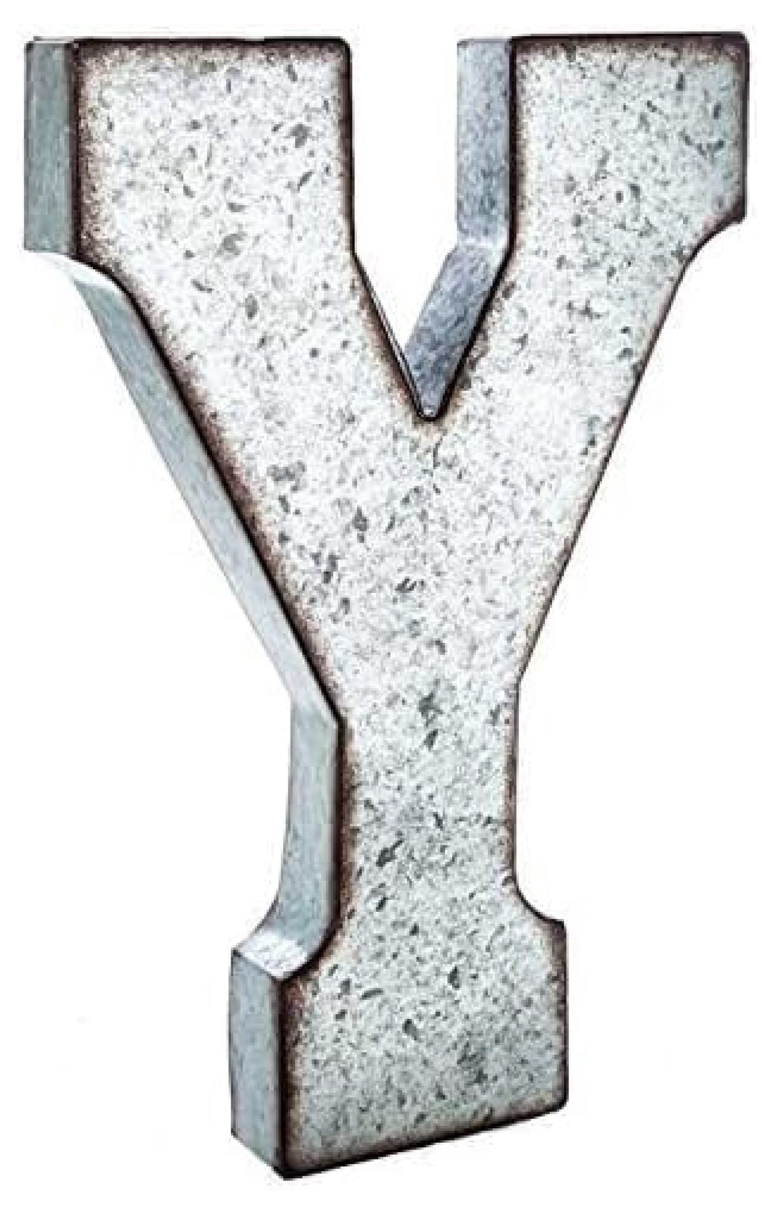 20" Metal Letter "Y" Wall Decor, Silver with Rusted Edges, Galvanized ...