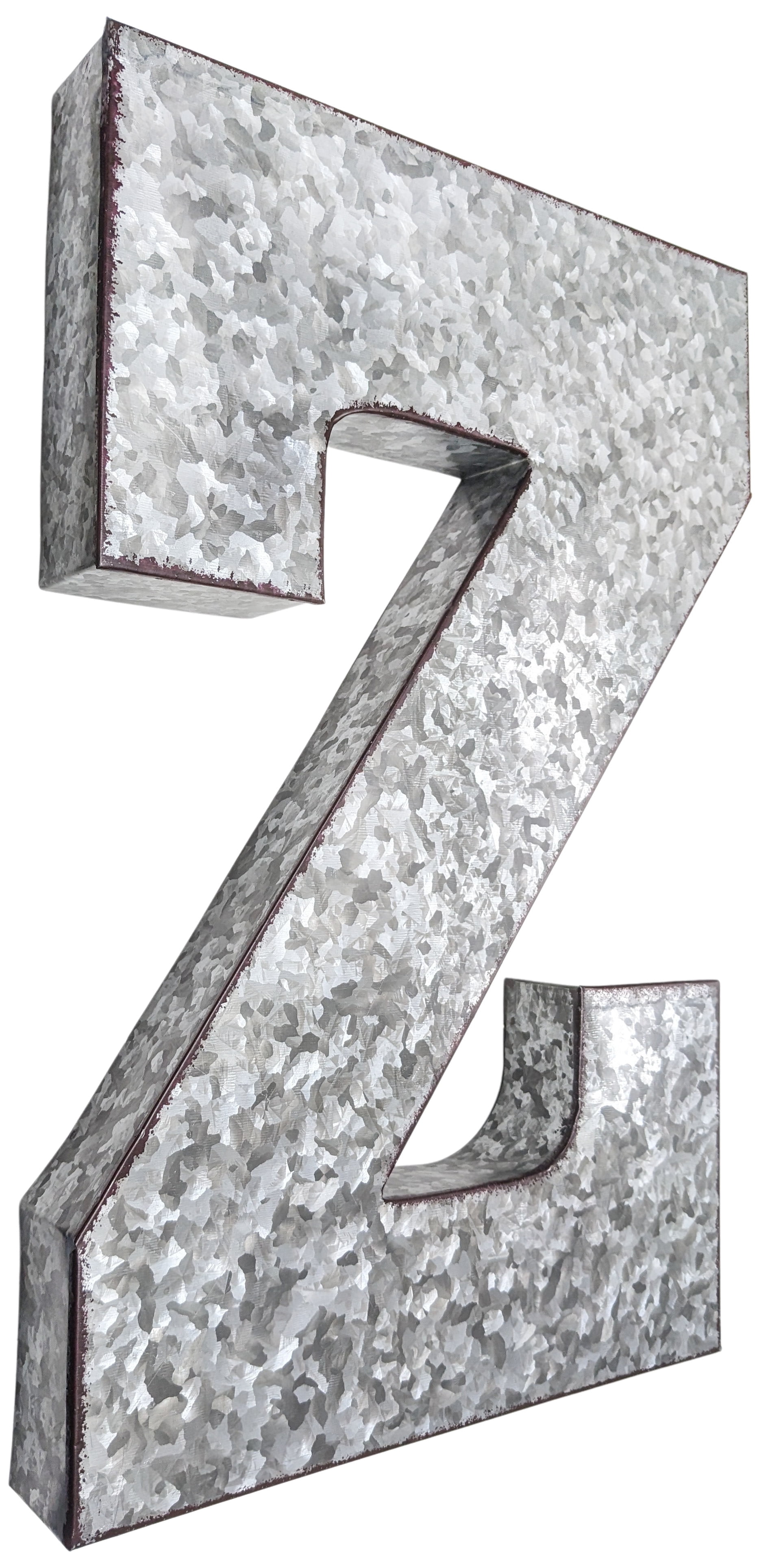 20" Metal Letter "Z" Wall Decor, Silver with Rusted Edges, Galvanized ...