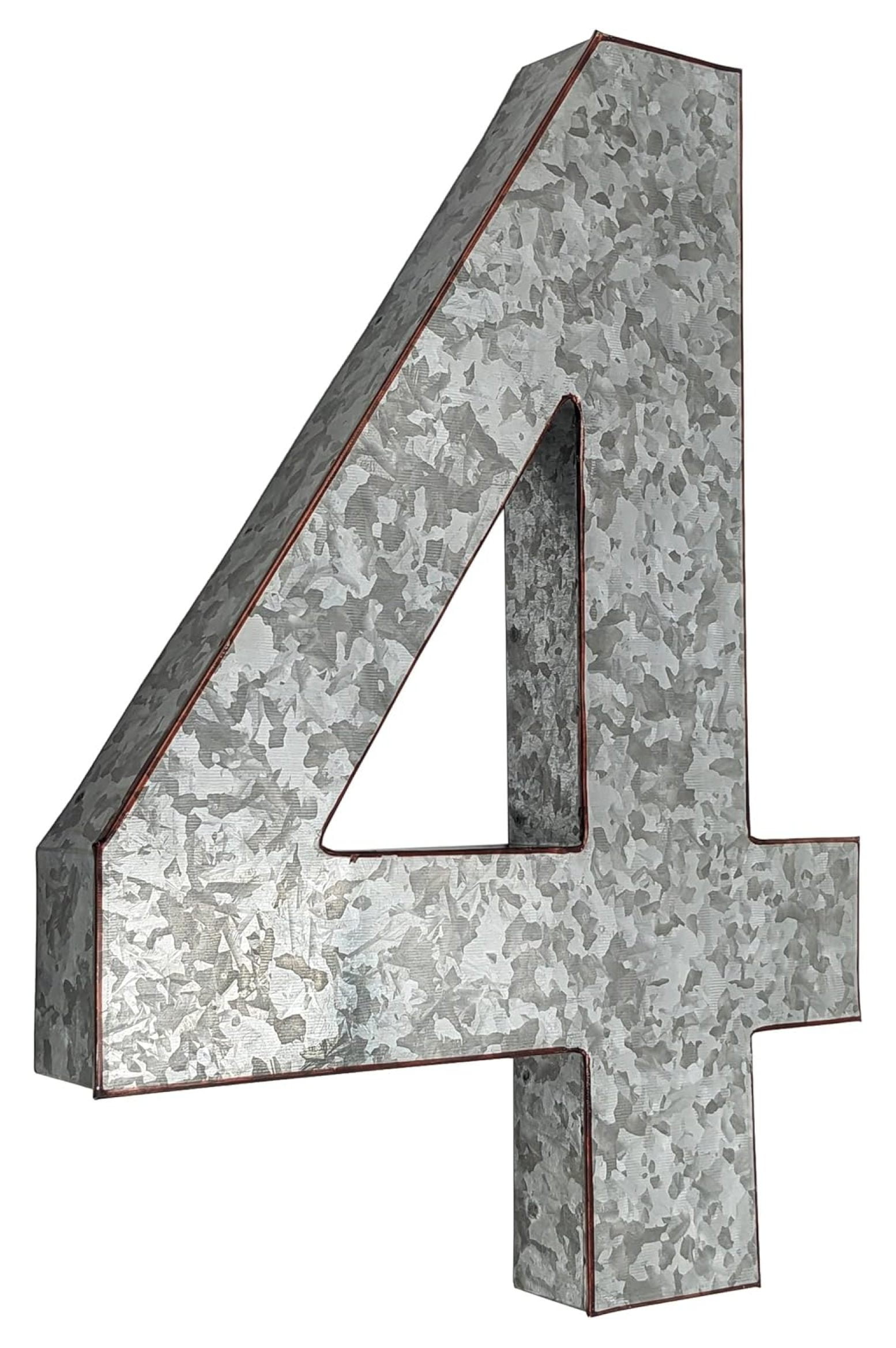 20" Metal Number 4 (Four) Wall Decor, Silver with Rusted Edges ...