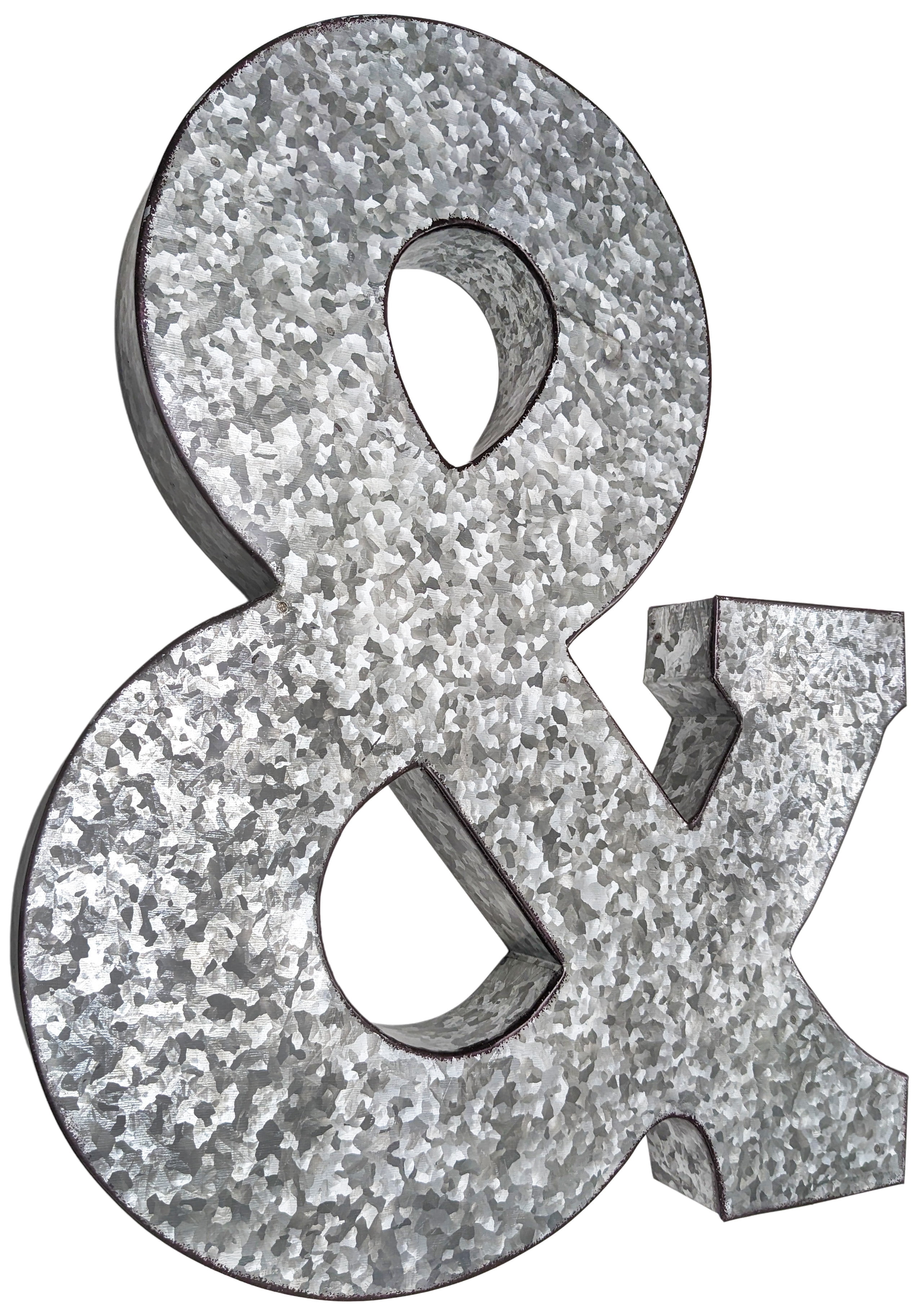 20" Metal "&" Symbol Wall Decor – Silver with Rusted Edges, Galvanized ...