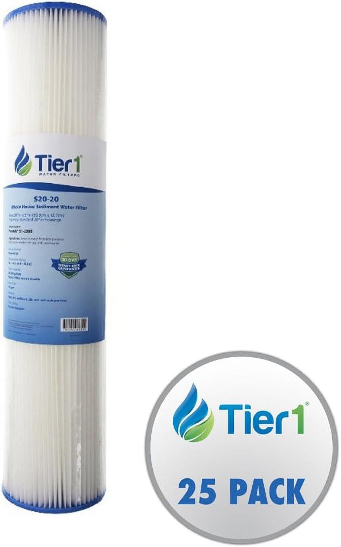 20 Micron 20 Inch x 4.5 Inch | 25-Pack Pleated Cellulose Whole House Sediment Water Filter ...