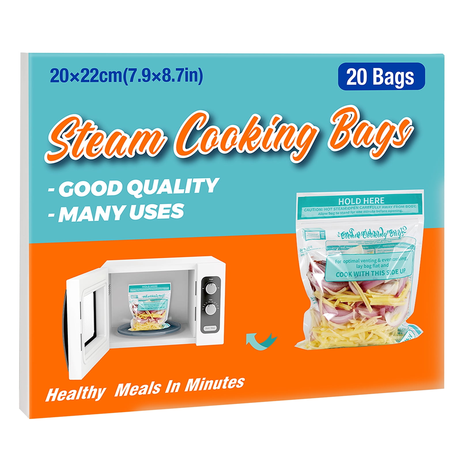20 × Microwave Steam Cooking Bags Large Size Steam Food Storage Bags ...