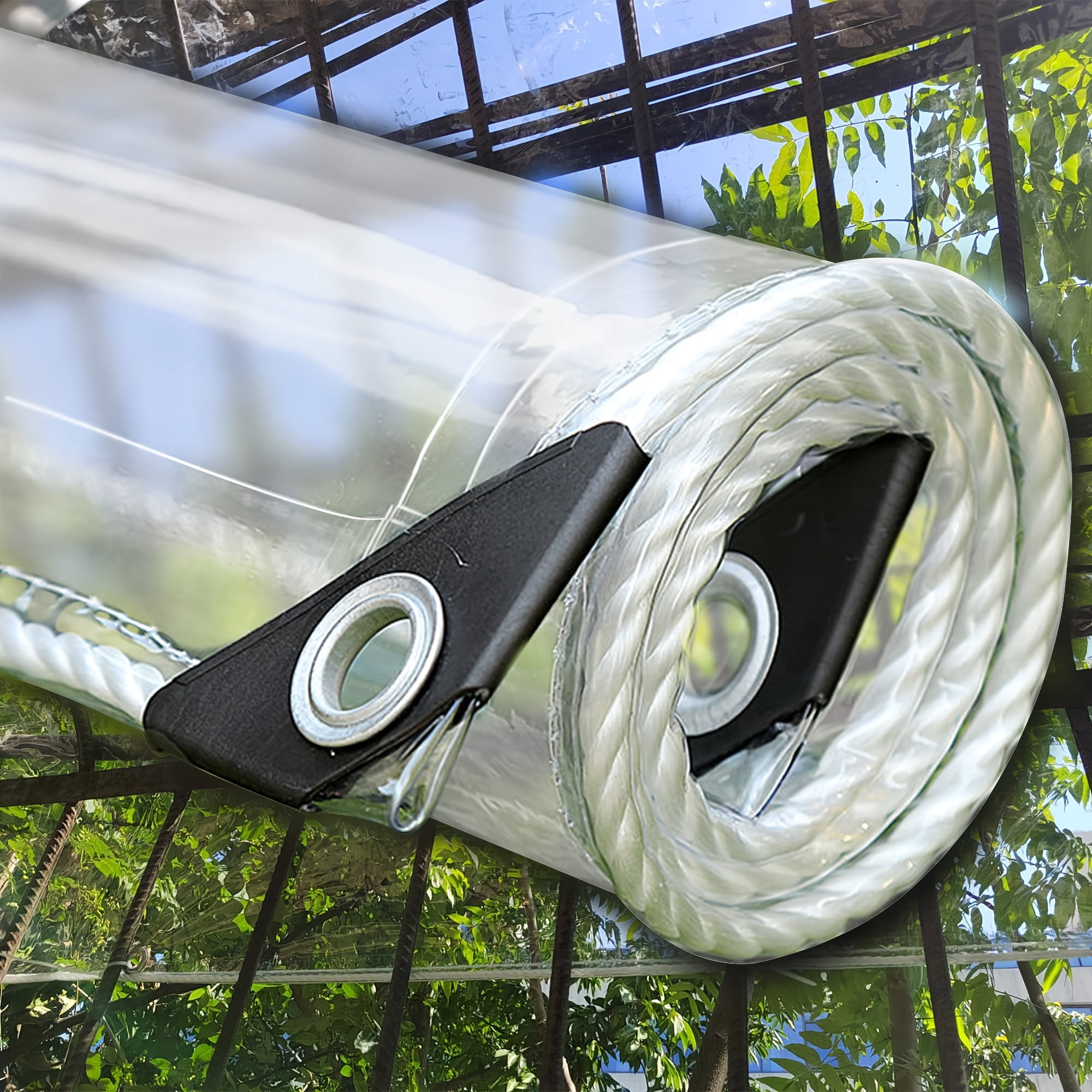 20 Mil Thick Clear Vinyl Tarpaulin, Durable Waterproof PVC Tarp with ...