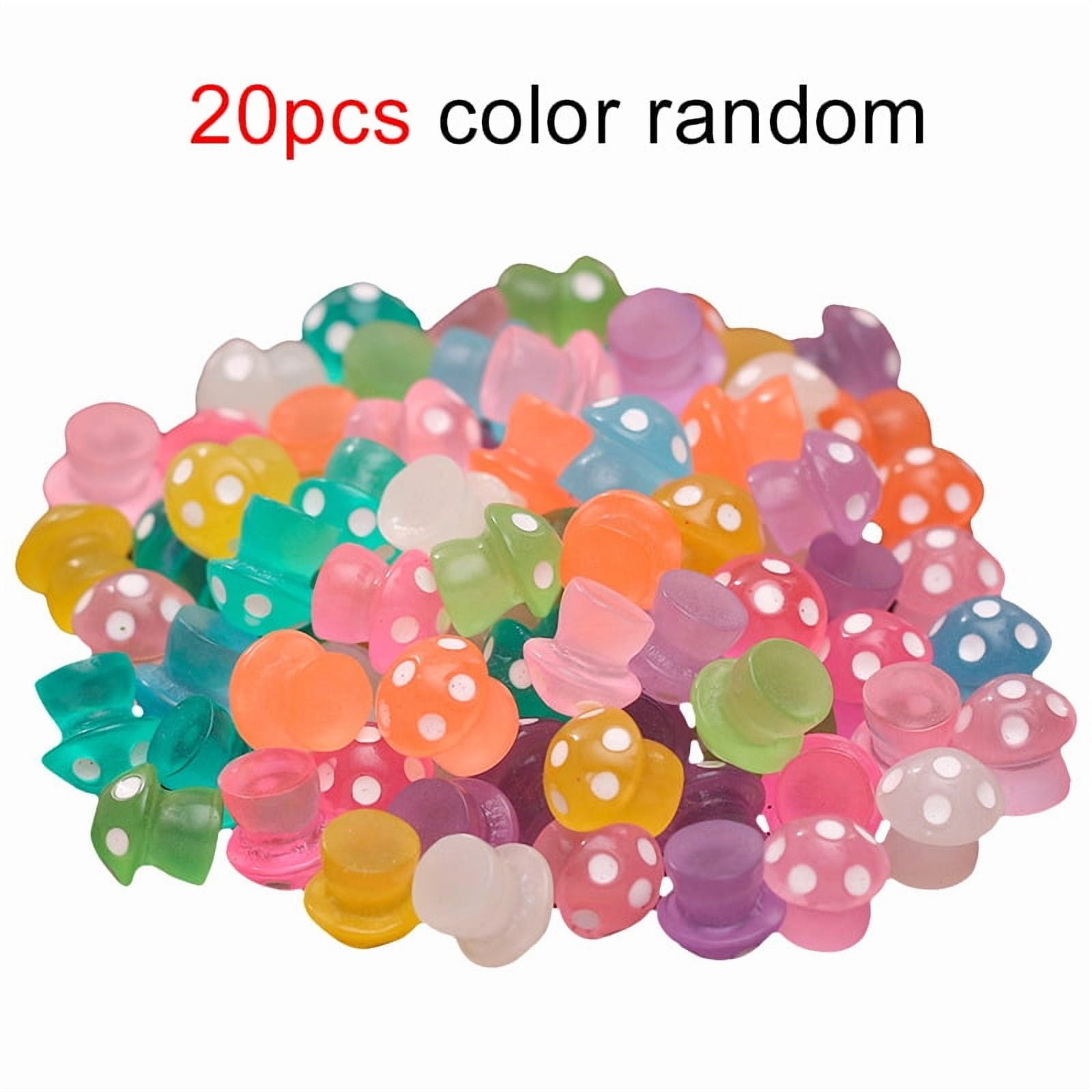 20 Mini Fluorescent Mushroom Resin Transparent Color Garden Balcony ...