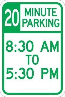 20 Minute Parking (Time Limit) Parking Signs Metal Sign Tin Sign 12x16 ...