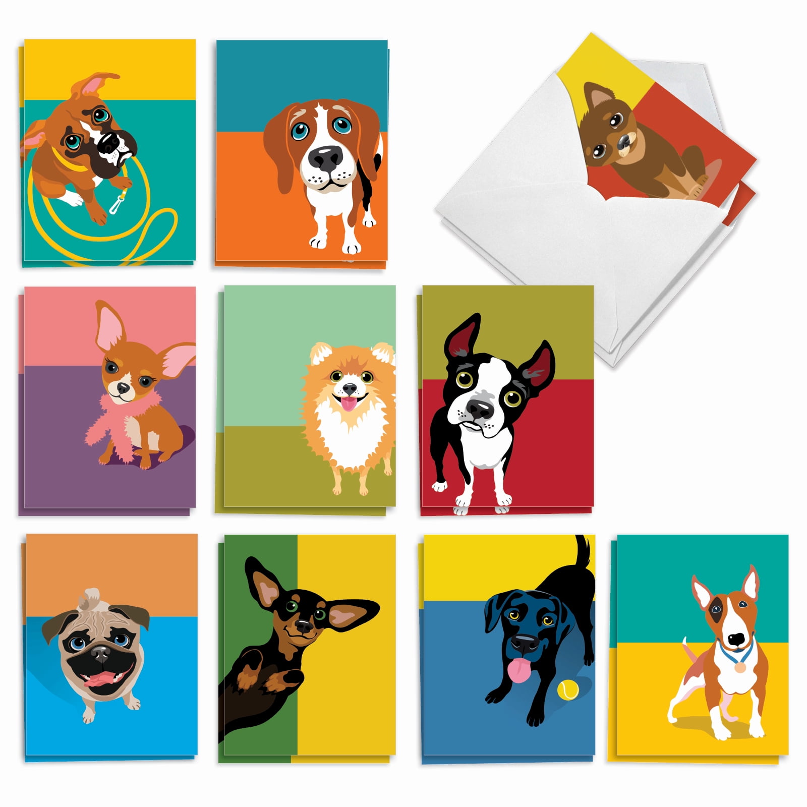 20 Miss You Note Cards Pack (10 Designs, 2 Each) - Puppy Eyes Miss You ...
