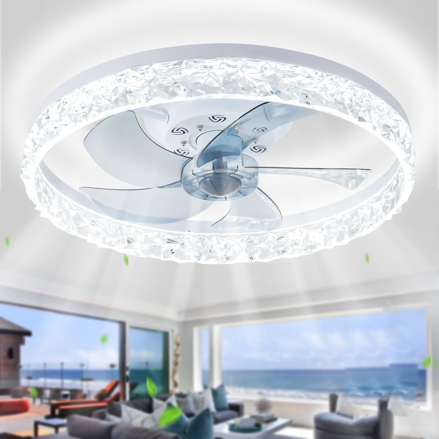 20" Modern Ceiling Fan with Lights and Remote, Low Profile Dimmable ...