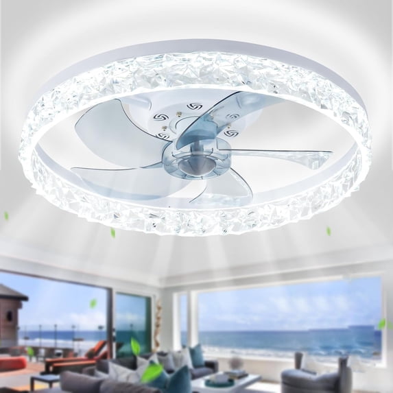 20" Modern Ceiling Fan with Lights and Remote, Low Profile Dimmable ...