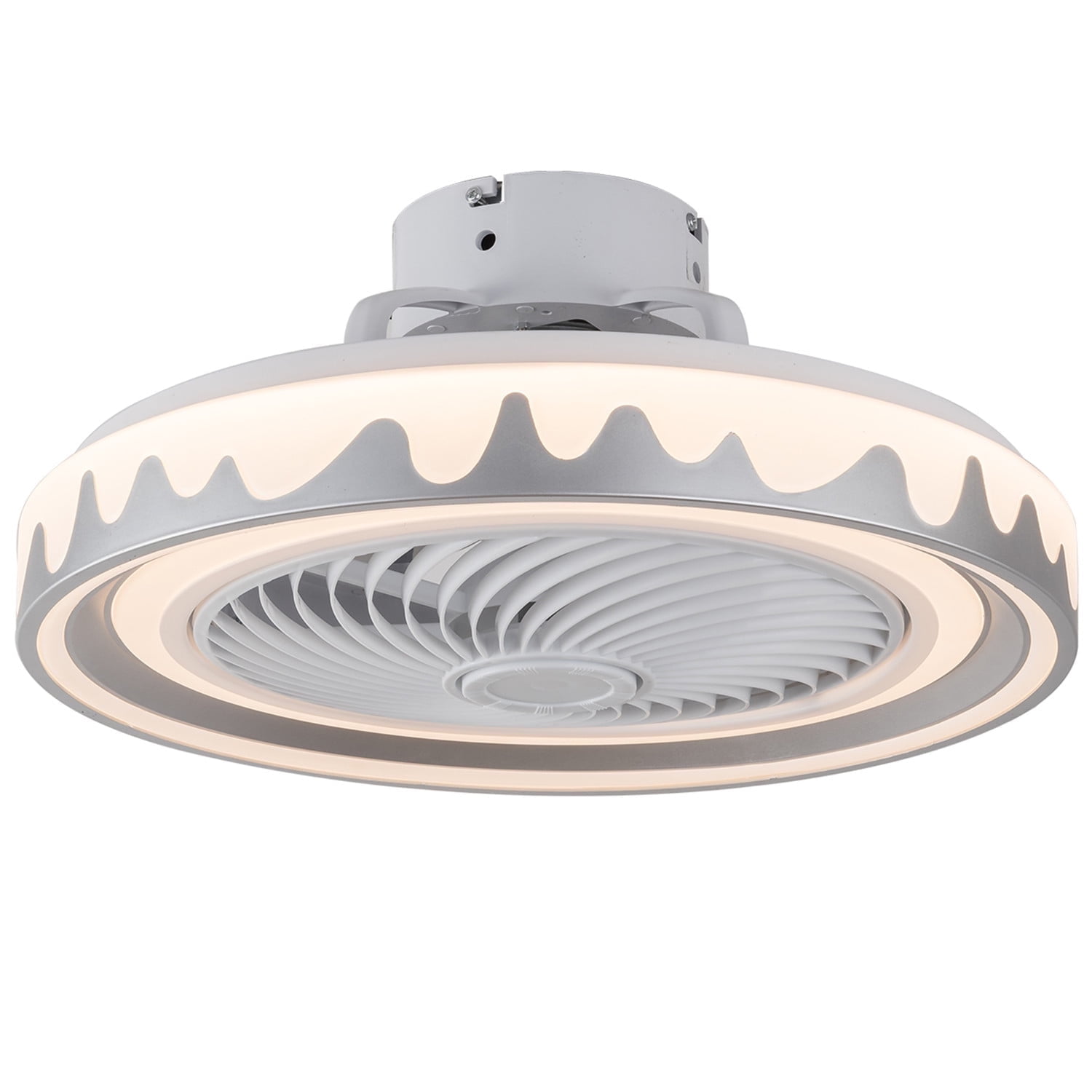 20" Modern Gray Indoor Flush Mount Ceiling Fan w/ Light ＆ Remote ...