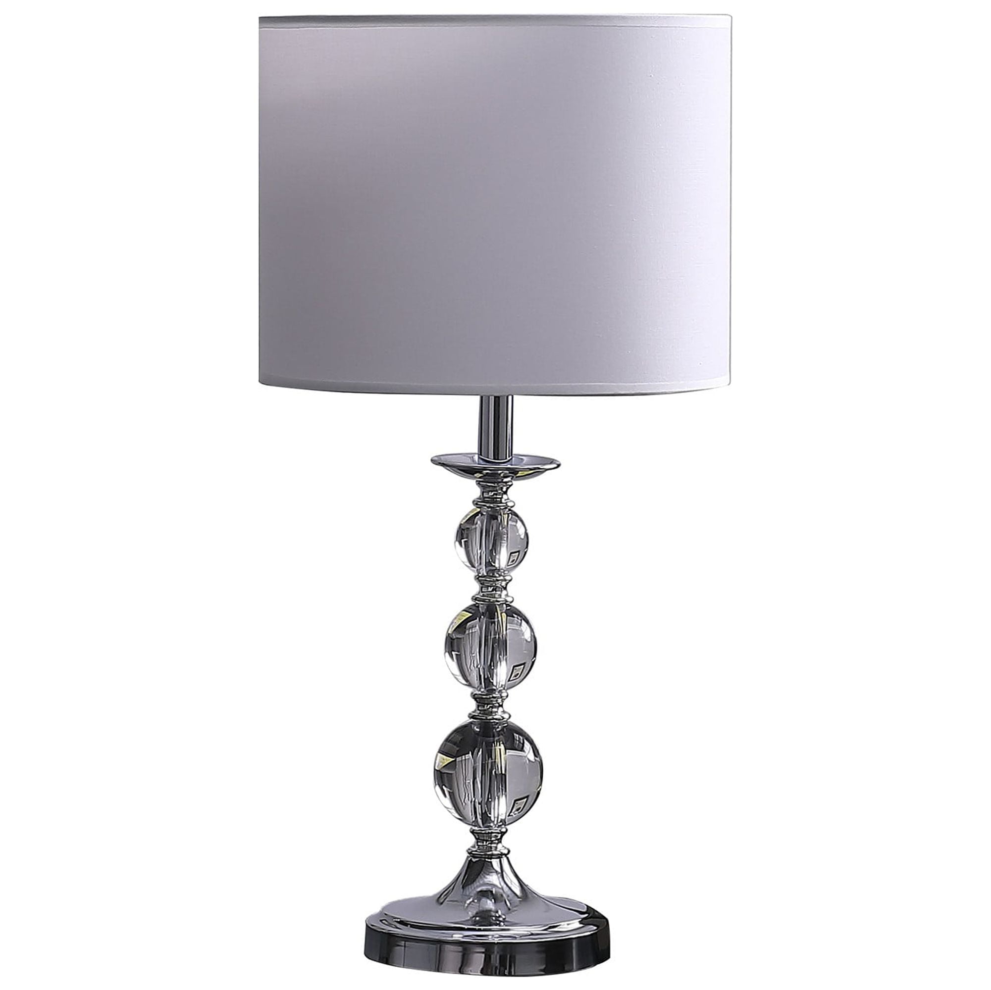 HomeRoots 20 in. Silver Metal Bedside Table Lamp with White Drum Shade ...