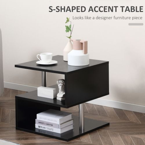 20" Modern End Table, Accent Side Table, S-Shaped Coffee Table with ...