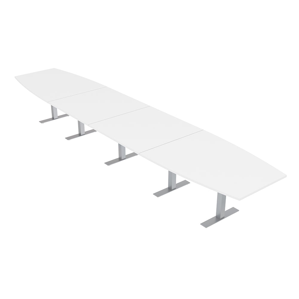 20' Modular Boardroom Table Boat Shaped Metal T-Bases Power And Data ...