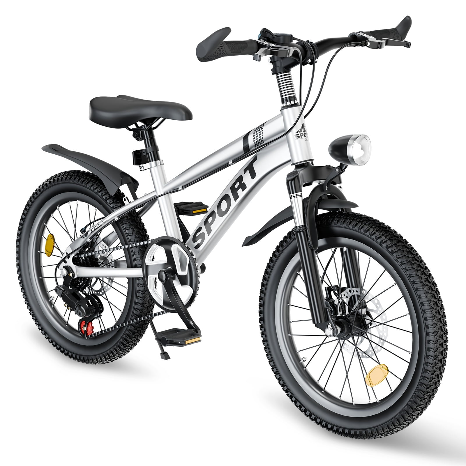 20" Mountain Bike for Kids 7-12, SHINPT Kids Bicycle with LED Light, Toddler Girls and Boys Bike ...