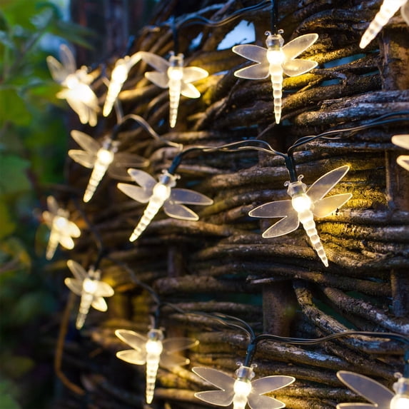 20 Multi Coloured LED Dragonfly Waterproof String Fairy Decorative ...