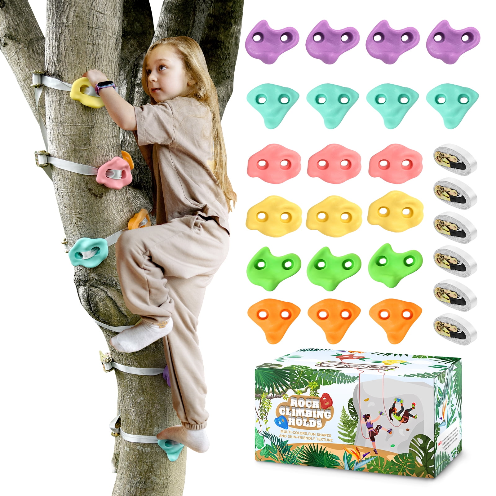 20 Ninja Tree Climbing Holds for Kids Climber, Adult Climbing Rocks ...