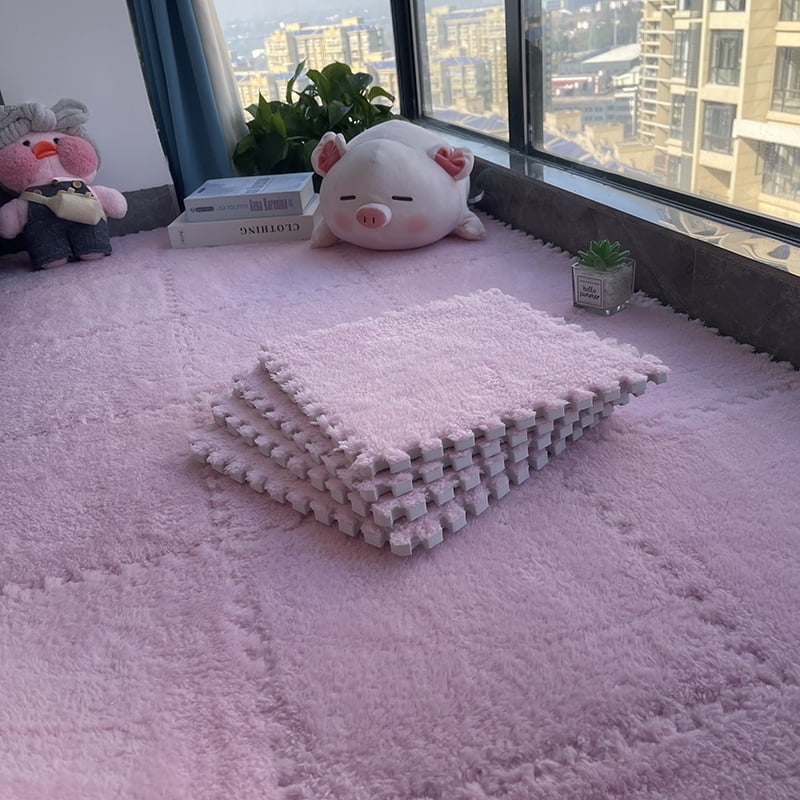 20 Non-Slip Plush Interlocking Square Rugs with Borders, Soft Fluffy ...