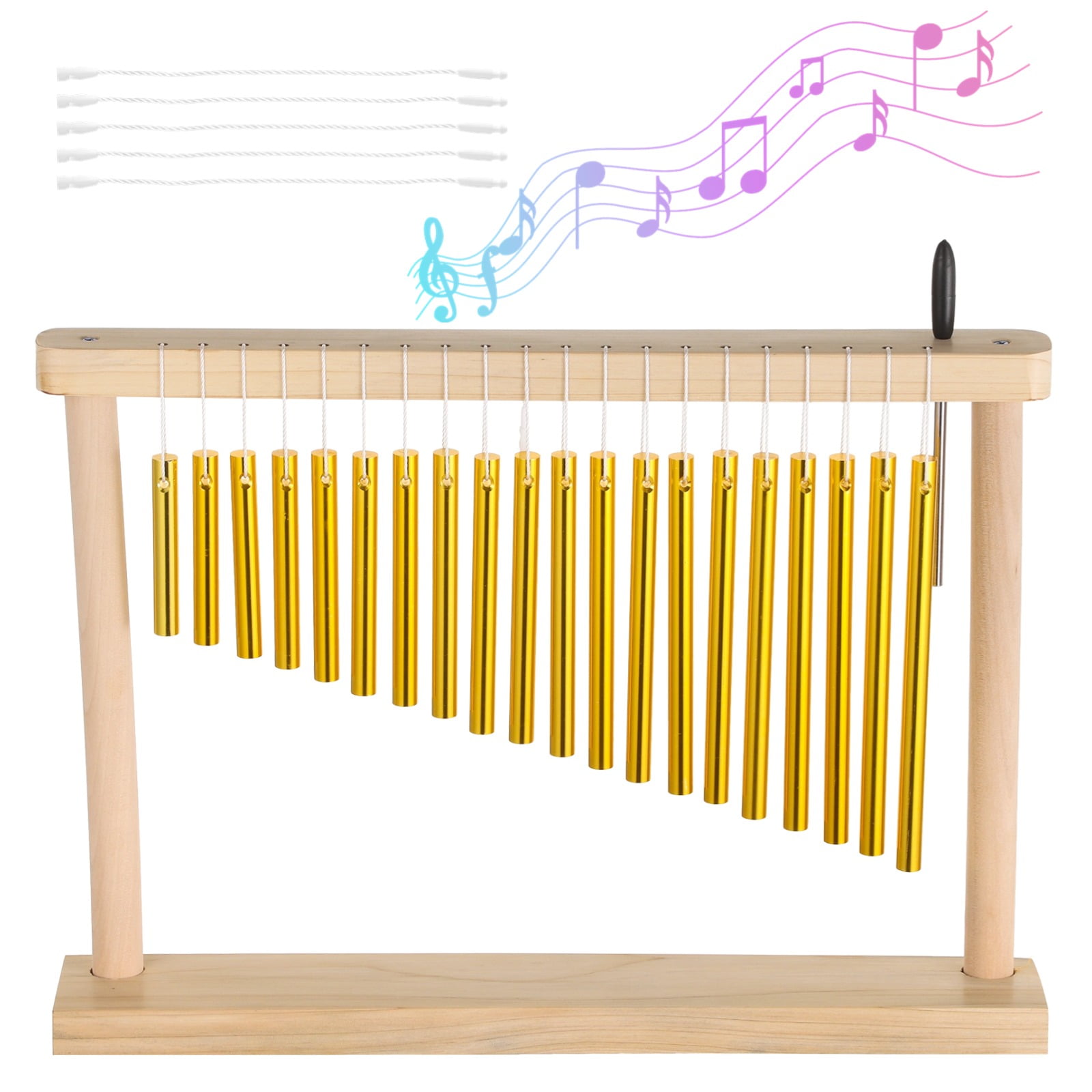 20 Notes Chime, 20-Bar Instrument with Rich Tone, Wood Table Wind Chime ...