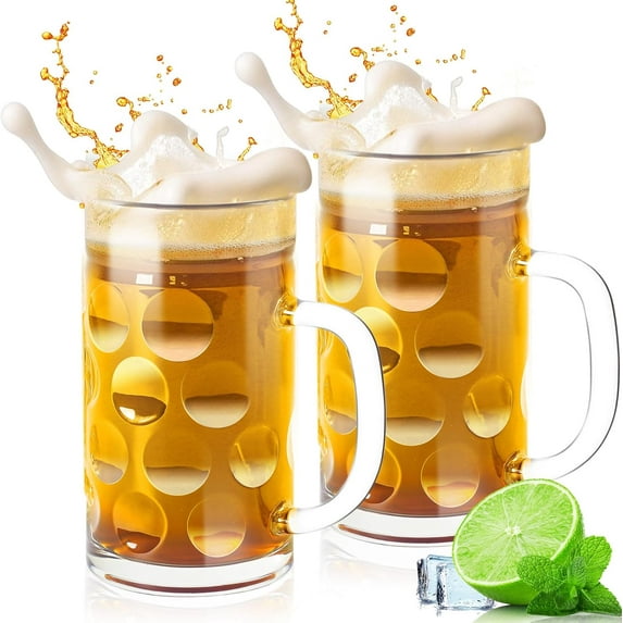 20 OZ Beer Stein Mugs, German Clear Large Tall Beer Glasses With Handle ...