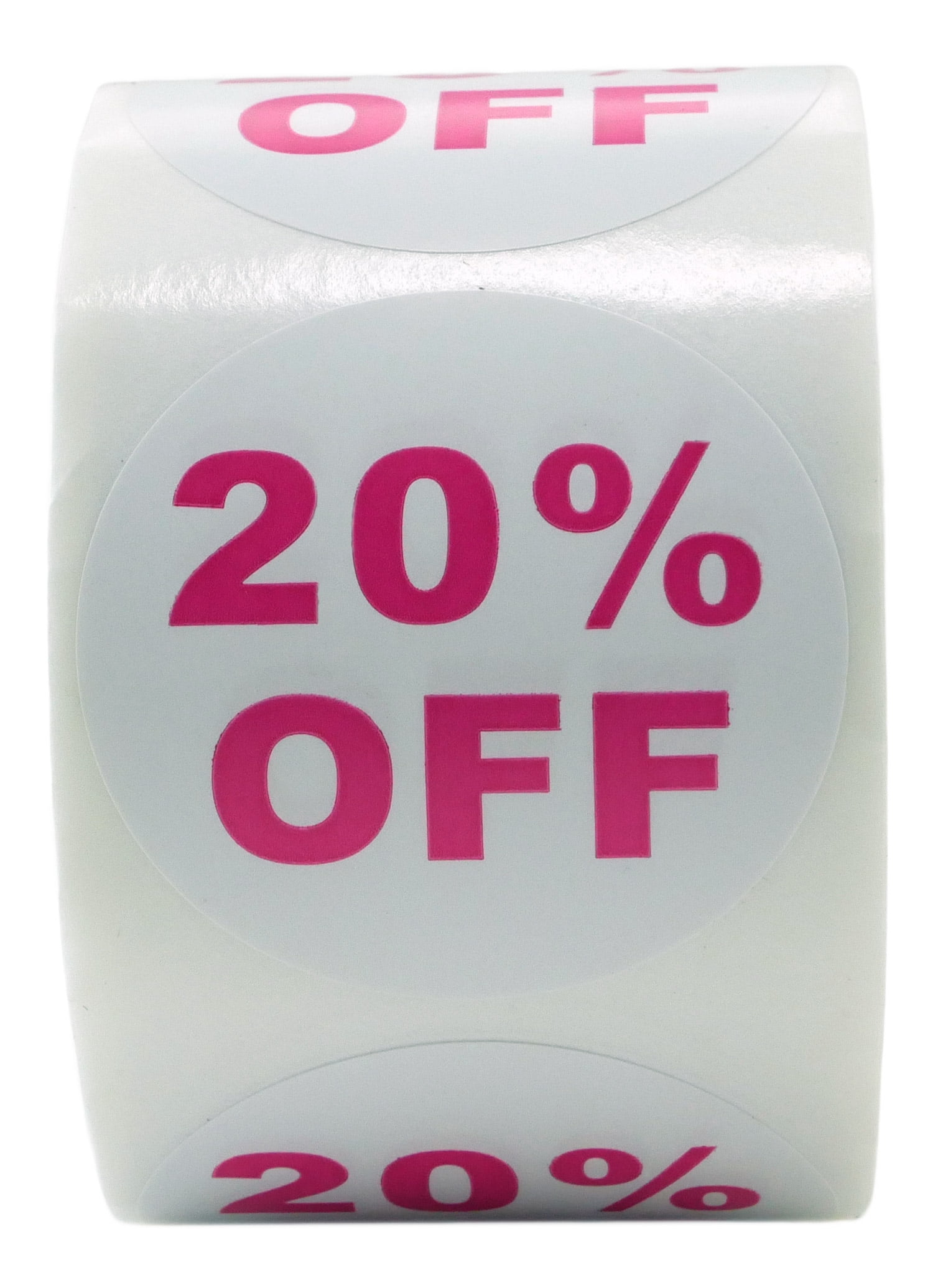 20%-Off Sale Stickers, 1.5 Inch Round, Pink/White, 500 Labels Per Roll ...