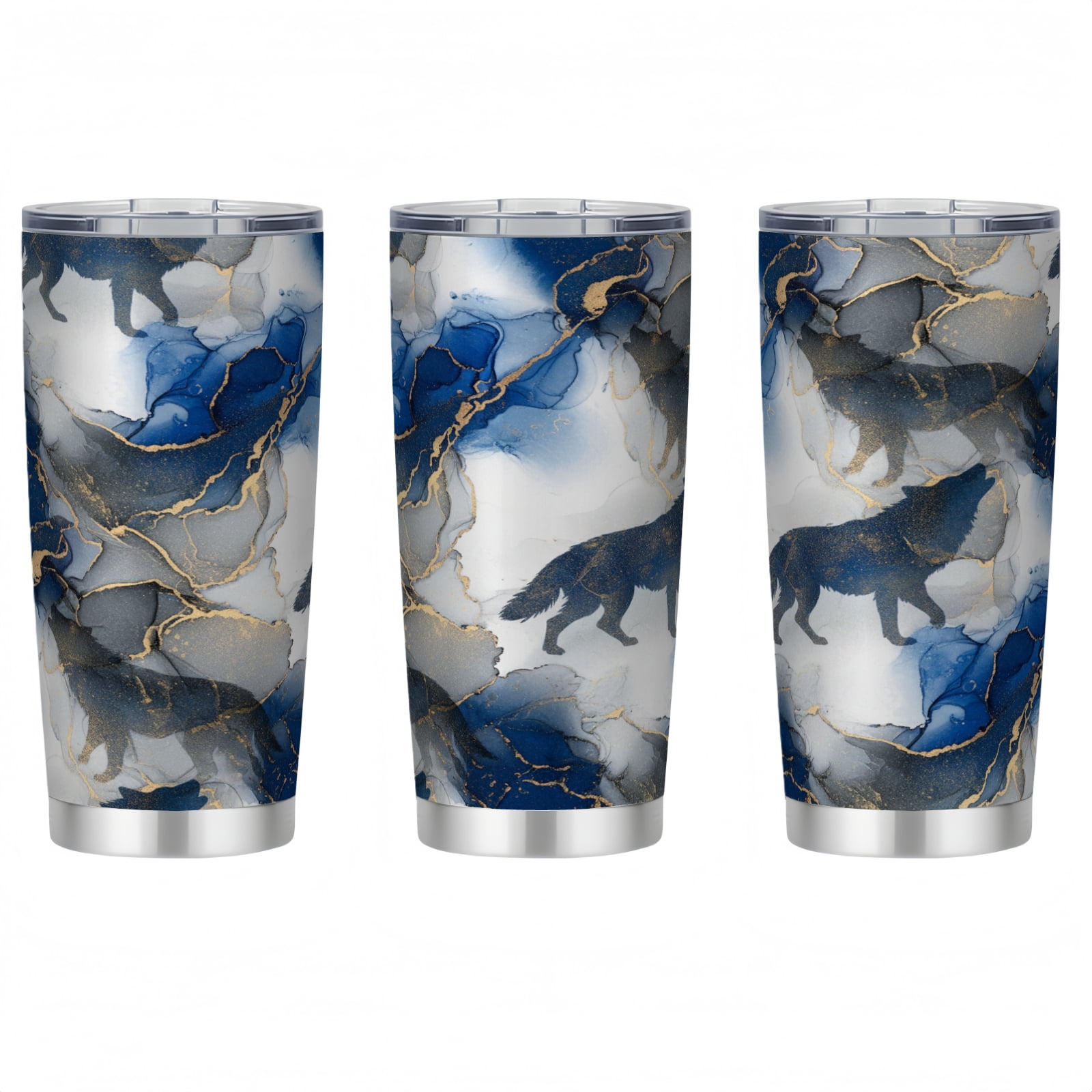 20 Ounce 1-Piece Pack Wolf & Marble Pattern 304 Stainless Steel ...