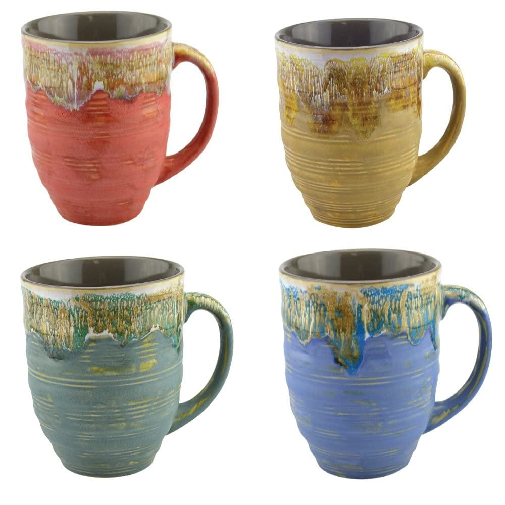 20 Ounce Unique Glazed Ceramic Coffee Cups Set of 4, Home Décor or ...