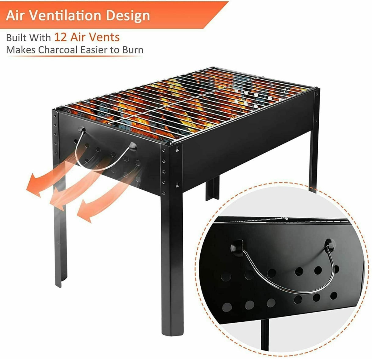 20'' Outdoor Barbecue Grill, Charcoal Grill Folding Portable ...