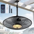 20" Outdoor Ceiling Fan with Light, IP65 Waterproof, Plug-In with Hook ...