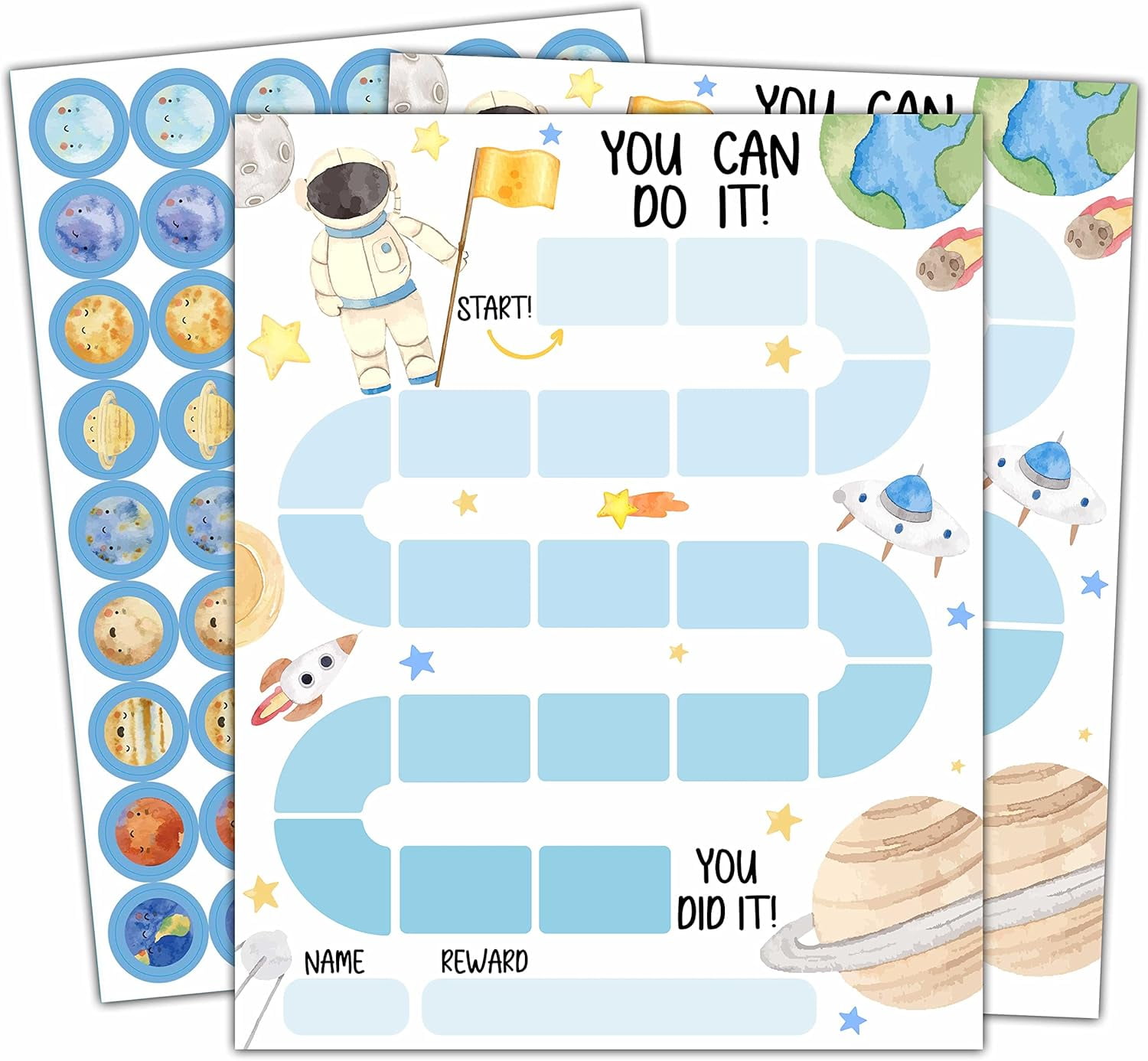 20 Outer Space Astronaut Reward Chart with 432 Round Stickers ...