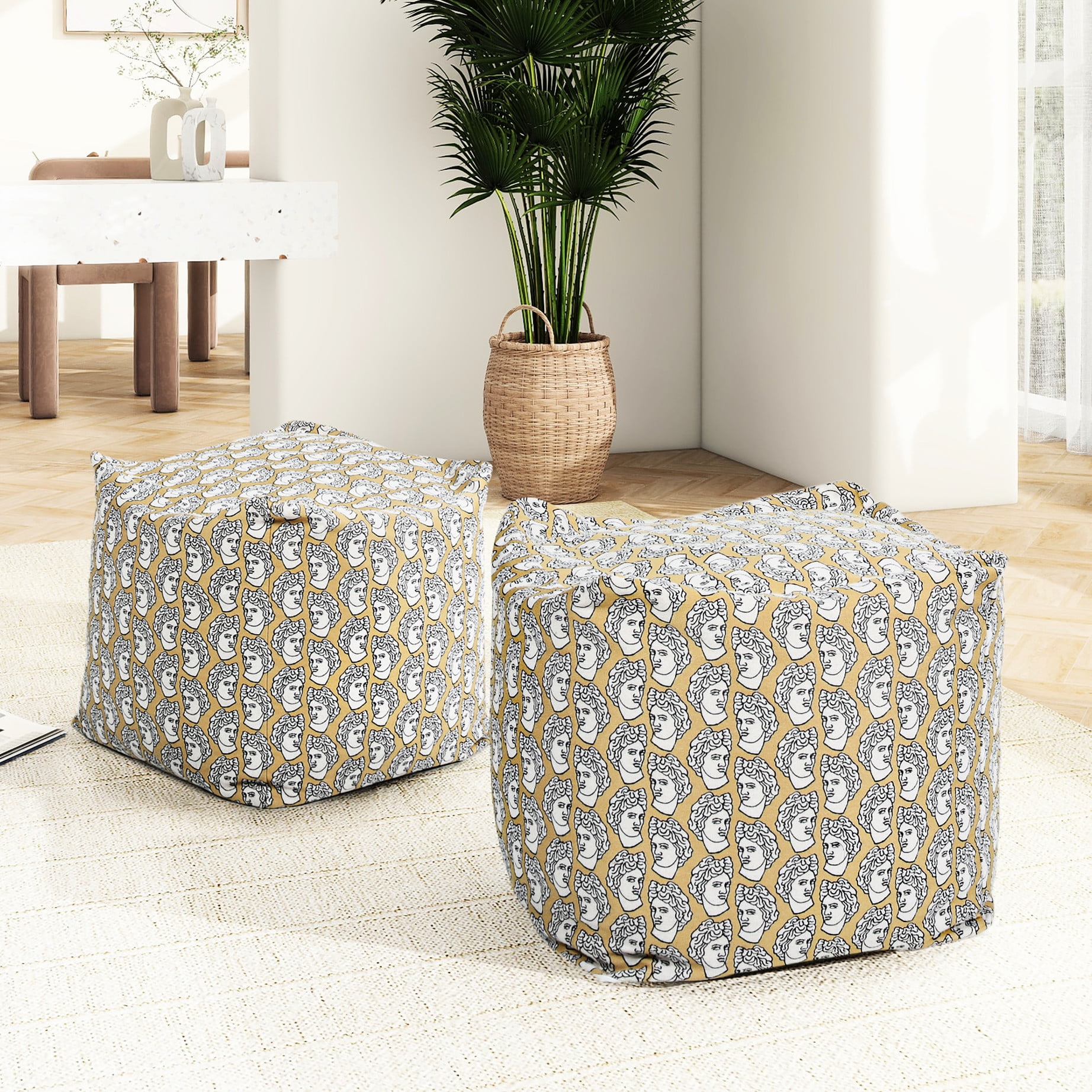 20" Oversized Pouf with Machine - Embroidered Design - Suitable for ...