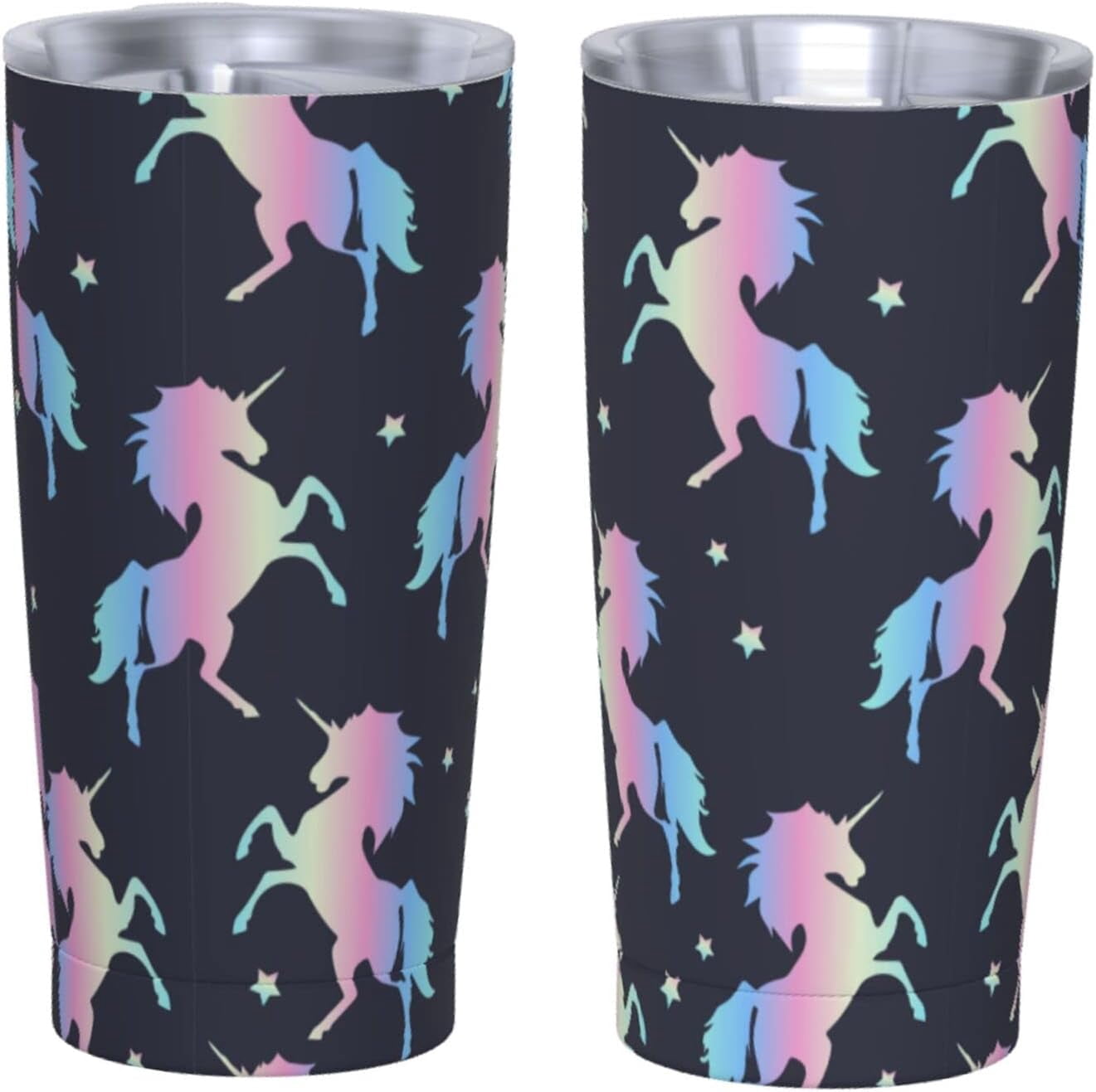 20 Oz Insulated Tumbler with Lid and Straw, rainbow unicorns Mom Dad ...