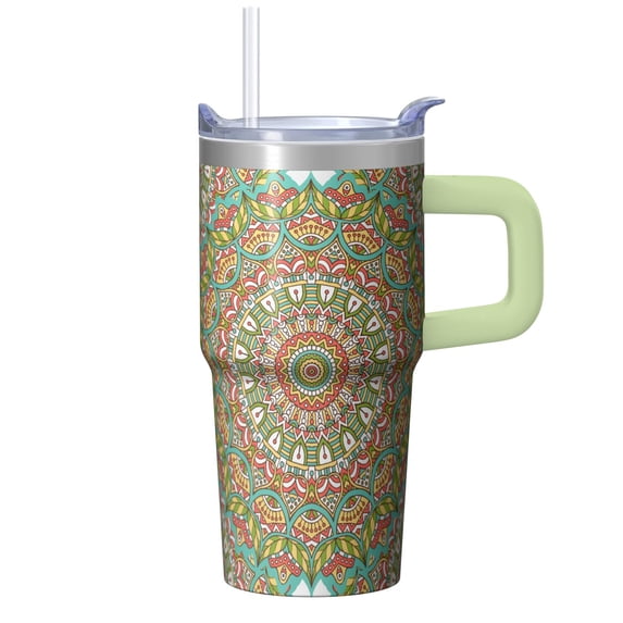 20 Oz Mantra ethnic style design Insulated Reusable Tumbler with Handle ...