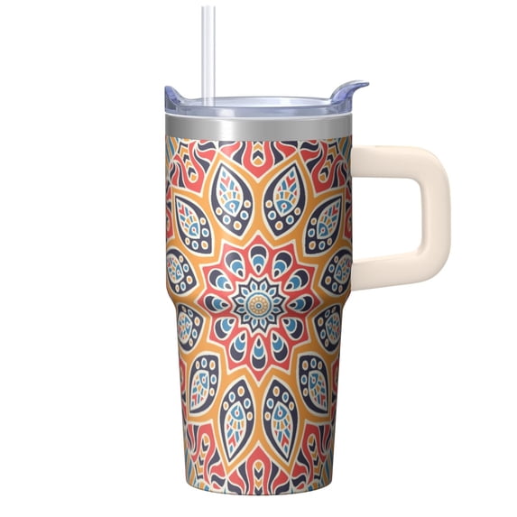 20 Oz Mantra ethnic style design Stainless Steel Tumbler with Handle ...