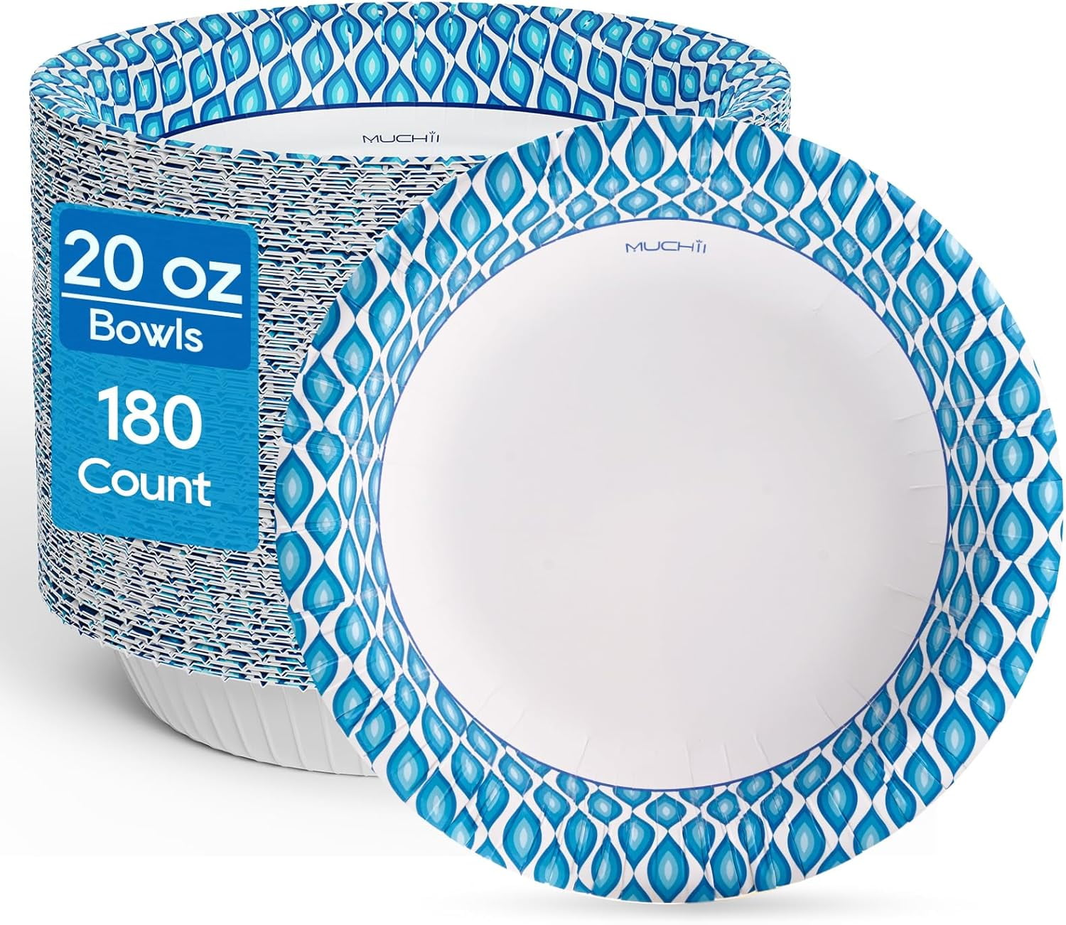 20 Oz Paper Bowls 180 Count Disposable Bowls, Printed Soak Proof Large ...