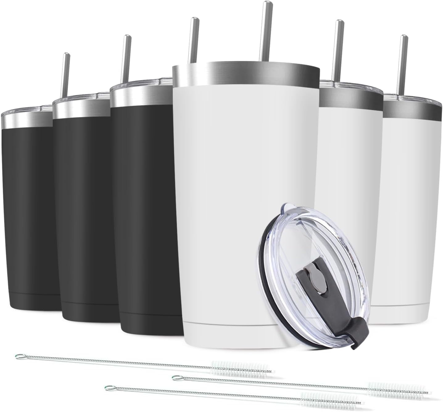 20 Oz Stainless Steel Insulated Tumbler with Straw and Lid, Double Wall Travel Coffee Mug Vacuum ...