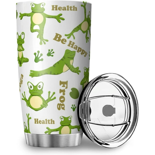 20 Oz Stainless Steel Tumbler with Lid Funny Frogs Doing Yoga Vacuum ...