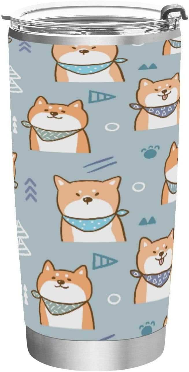 20 Oz Stainless Steel Vacuum Insulated Tumbler Cartoon Husky Dog Blue ...