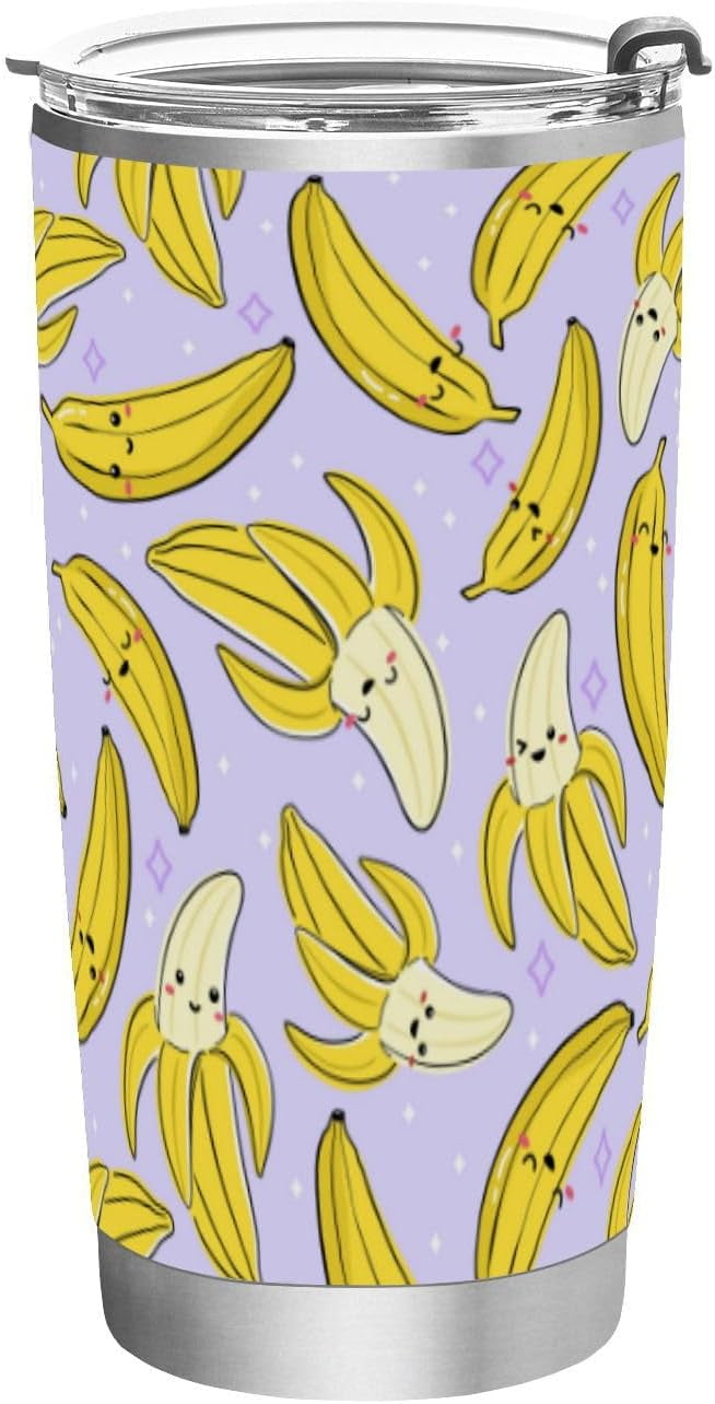 20 Oz Stainless Steel Vacuum Insulated Tumbler Cute Banana Cartoon ...