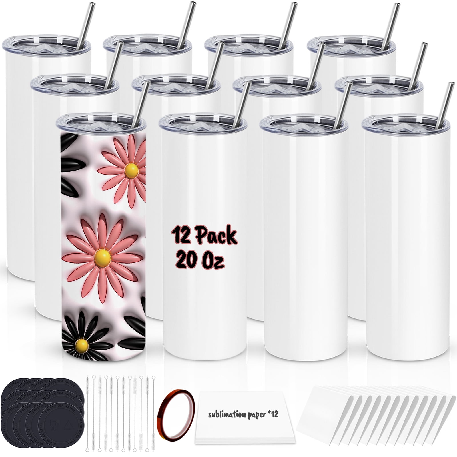 Free Shipping! 20 oz Sublimation Tumblers Bulk, Sublimation Blank ...