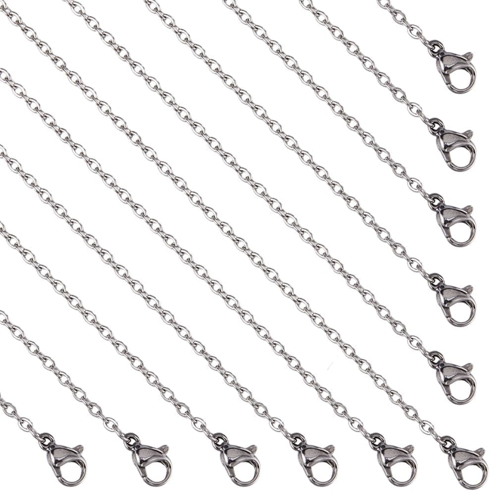20 PACK 24 Inch/ 0.6m 2mm 304 Stainless Steel Necklace Chains Bulk ...