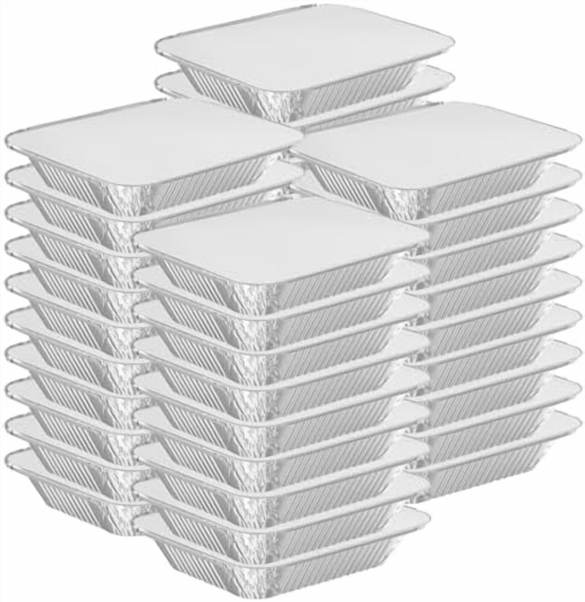 20 PACK 9.8"x7.2" Disposable Tin Foil Pans with Lids 4 LB Aluminum Pans ...
