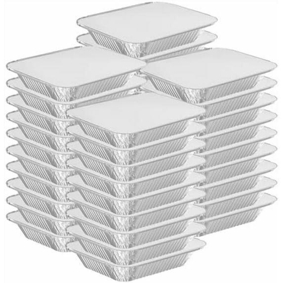 20 PACK 9.8"x7.2" Disposable Tin Foil Pans with Lids 4 LB Aluminum Pans ...
