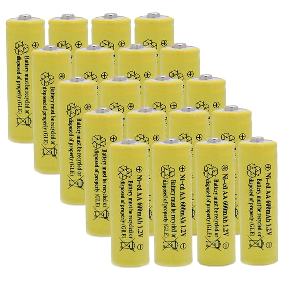 QBLPOWER 20-Pack NiCd AA 1.2V Powered Rechargeable Batteries for Solar ...