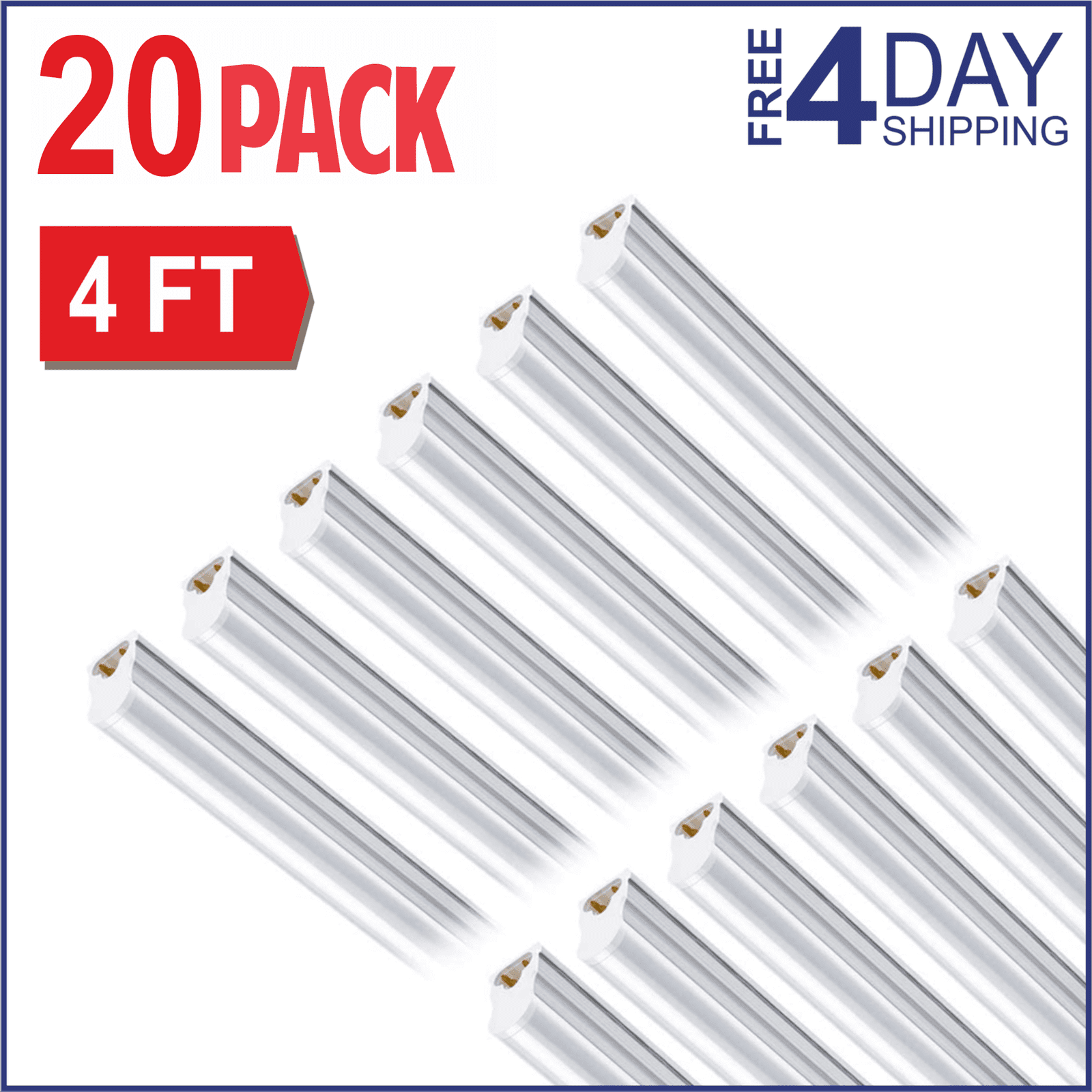 20-PACK T5 LED Linkable Shop Light 4FT Shop Light 6500K Daylight ...