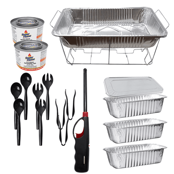 20 PC Catering Chafing Set with 5LB Loaf Pans, Servers, Warmers and ...