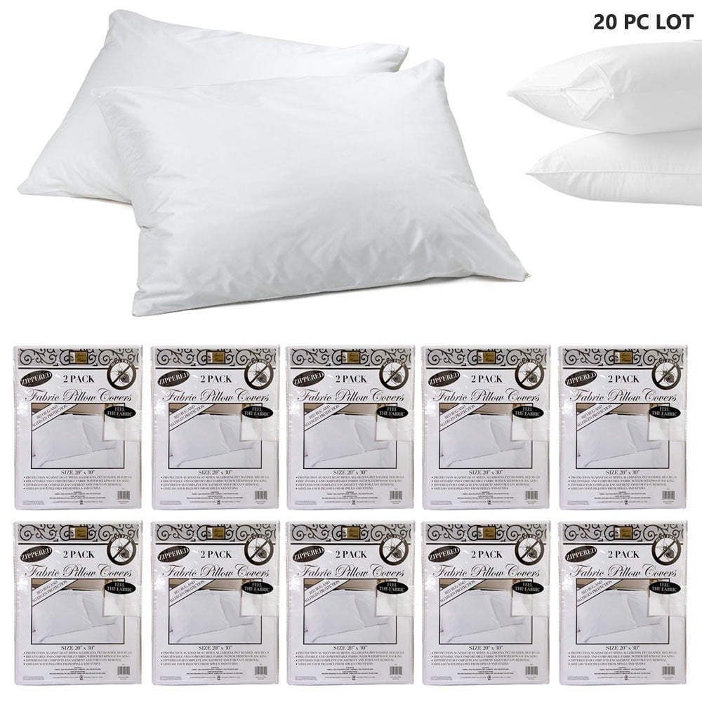 20 PC Premium Deluxe Luxurious Fabric Zippered Pillow Cover Bed Bug ...