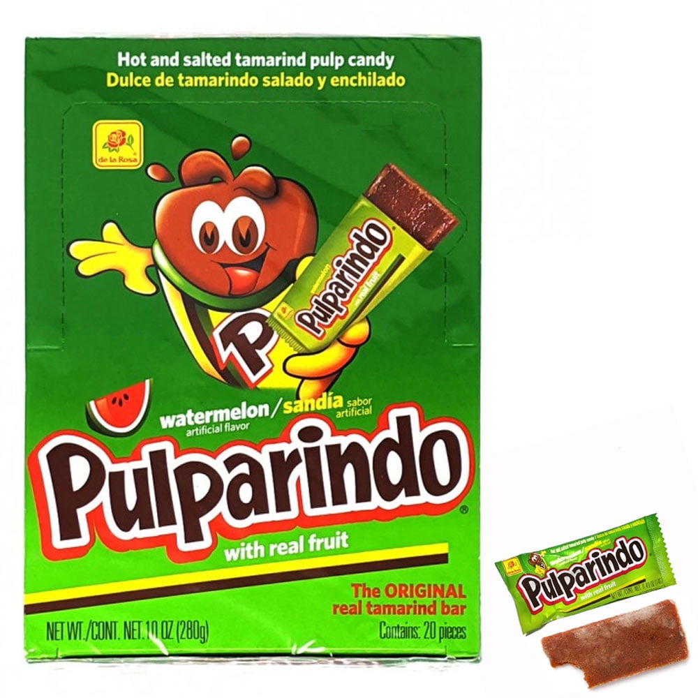 De La Rosa Pulparindo Watermelon Mexican Candy, 20 PC Tamarind Bar ...