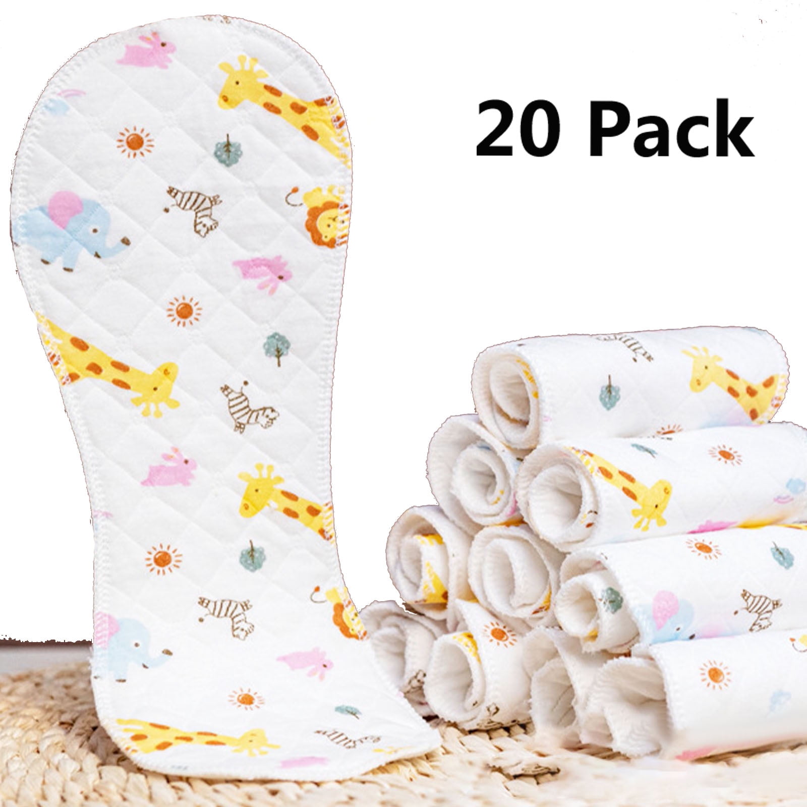 20 PC Unisex Baby Cloth Diapers Washable Cotton Reusable Diaper Cute ...