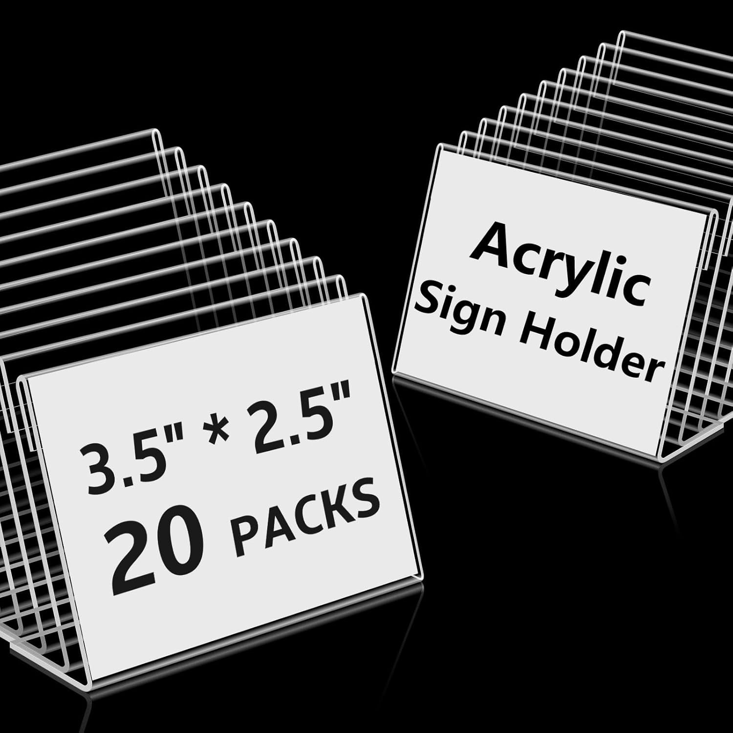 20 PCS 3.5 x 2.5 inch Small Acrylic Sign Holder, Mini Acrylic Food ...