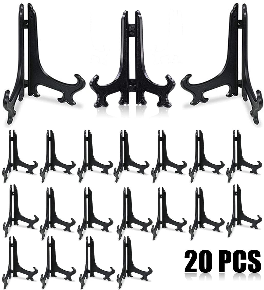 20 PCS 6 Inch Plastic Easels Plate Display Stands Black Little Picture ...