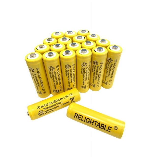 20-PCS AA 800mAh 1.2V Rechargeable Battery NICD Ni-Cd For Garden Solar ...
